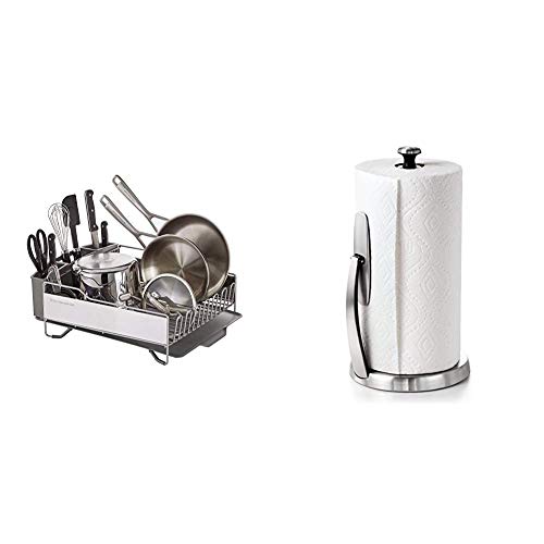 KitchenAid Full Size Dish Rack, Light Grey & OXO Good Grips SimplyTear Paper Towel Holder - Stainless Steel