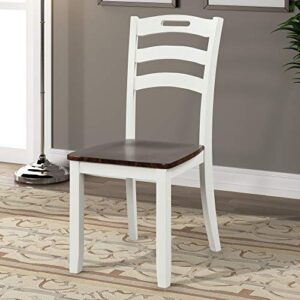 Harper & Bright Designs 6 Piece Dining Table Set with Bench, Wood Kitchen Table Set with Table and 4 Chairs, Ivory White and Cherry