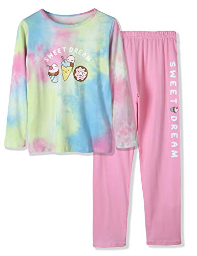 Big Girls Pajamas Cozy Cotton Tie dye Sweet Dream Loungewear PJ Set Kids Size 8