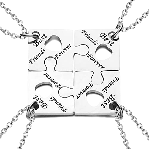 Yonhon 4 BFF Best Friend Necklace Puzzle Friendship Necklace for 4