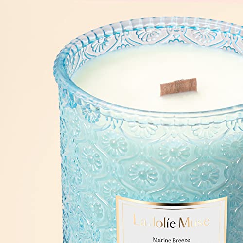 LA JOLIE MUSE Marine Breeze Scented Candle, Natural Soy Candle for Home, Long Burning Time, Large Glass Jar Candles, 19.4 Oz