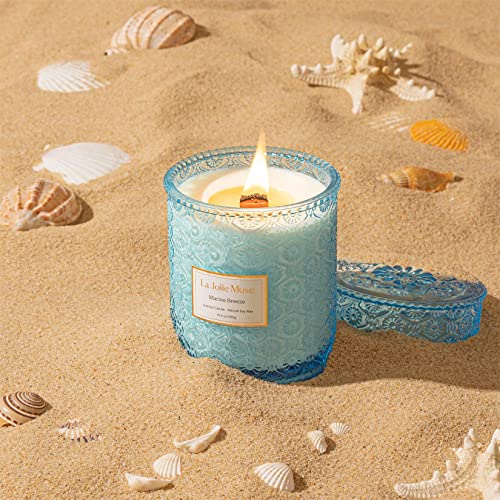 LA JOLIE MUSE Marine Breeze Scented Candle, Natural Soy Candle for Home, Long Burning Time, Large Glass Jar Candles, 19.4 Oz