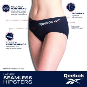 Reebok Women's Underwear - Seamless Hipster Briefs (5 Pack), Size Large, Black/Nude/Hot Pink/Pink Rose/Grey