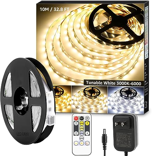 Lepro LED Strip Light, 3000K-6000K Tunable White, 32.8ft Dimmable Super Bright LED Tape Lights, 600 LEDs SMD 2835, Strong 3M Adhesive, Suitable for Home, Kitchen, Under Cabinet, Bedroom