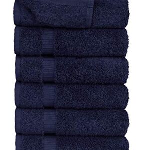 FTB Classic Washcloths Set 6 Piece Washcloths (Navy Blue, 6 Washcloths)