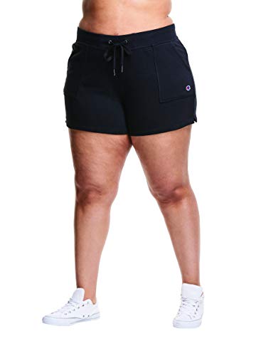 Champion French Terry, Comfortable Plus Size Gym Shorts for Women, Black, 2X