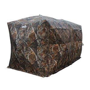 thunderbay bunkhouse pop up portable 6 person side-by-side hunting blind, footprint: 140"x70" with 80" height