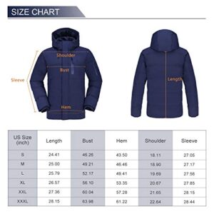 CAMEL Men Puffer Jacket with Hooded Parkas Thicken Padded Jacket Windproof Outdoor for Winter Coat Blue