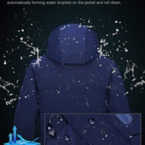 CAMEL Men Puffer Jacket with Hooded Parkas Thicken Padded Jacket Windproof Outdoor for Winter Coat Blue