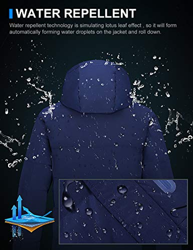 CAMEL Men Puffer Jacket with Hooded Parkas Thicken Padded Jacket Windproof Outdoor for Winter Coat Blue