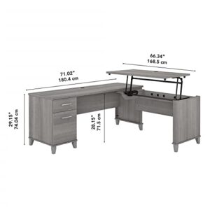 Bush Furniture Somerset 72W 3 Position Sit to Stand L Shaped Desk in Platinum Gray