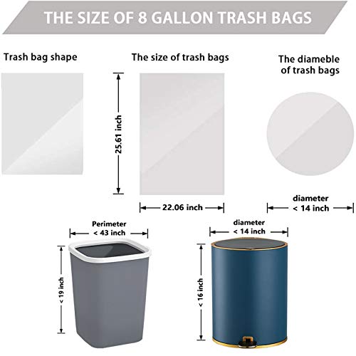 8 Gallon Trash Bags 120 Count Black Drawstring Trash Bags Thick Garbage Bags for Office Kitchen Home Plastic Trash Bags 22.06'' x 25.61'' (White, 8)