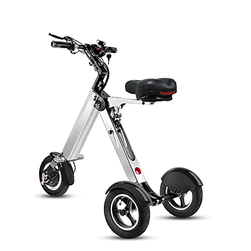 TopMate ES32 Electric Scooter 3 Wheels Foldable Trike with Seat for Adults, Light Weight Mobility Scooter with Reverse Function and Key Switch, 10 Inch Pneumatic Tires Tricycle for Commute and Travel