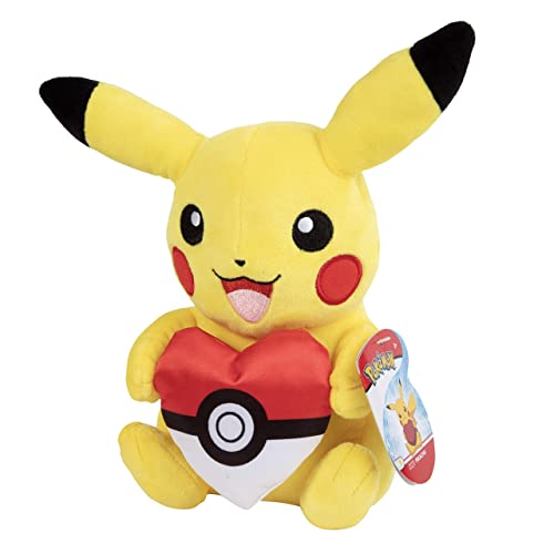 Pokémon 8" Pikachu with Heart Poke Ball Plush - Officially Licensed - Quality & Soft Stuffed Animal Toy - Add to Your Collection! - Great Gift for Kids, Boys, Girls & Fans of Pokemon