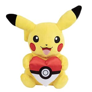 Pokémon 8" Pikachu with Heart Poke Ball Plush - Officially Licensed - Quality & Soft Stuffed Animal Toy - Add to Your Collection! - Great Gift for Kids, Boys, Girls & Fans of Pokemon