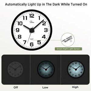 WallarGe Night Light Wall Clock for Bedroom - Silent Lighted up Wall Clock Glow in The Dark, Battery Operated Wall Clocks for Living Room/Kitchen, Easy to Read Large Digital Display, 12 Inch