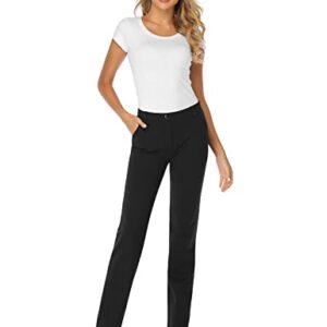 Tapata Women's 28''/30''/32''/34'' Stretchy Straight Dress Pants with Pockets Tall, Petite, Regular for Office Work Business 32", Black, L