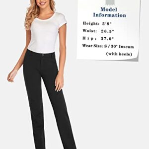 Tapata Women's 28''/30''/32''/34'' Stretchy Straight Dress Pants with Pockets Tall, Petite, Regular for Office Work Business 32", Black, L