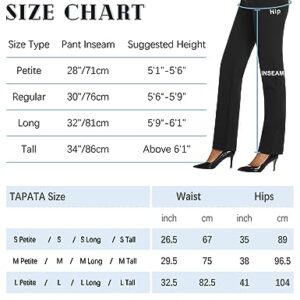 Tapata Women's 28''/30''/32''/34'' Stretchy Straight Dress Pants with Pockets Tall, Petite, Regular for Office Work Business 32", Black, L