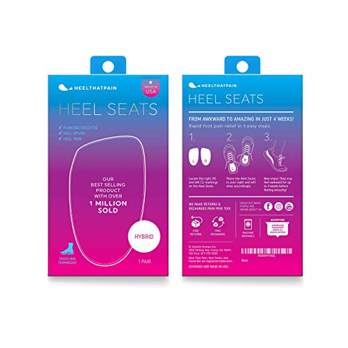 Heel That Pain Plantar Fasciitis Insoles Heel Seats Foot Orthotic Inserts, Hybrid Medium (W 6.5-10, M 5-8) & Heel That Pain Heel Seat Wraps for Plantar Fasciitis Heel Spurs, Medium (W 6.5-10, M 5-8)