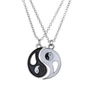 milehouse fine necklace for girls,2pcs/set best friends tai chi yin yang hollow pendant split matching necklace