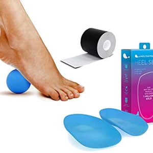 Heel That Pain Plantar Fasciitis Insoles Blue, Medium (W 6.5-10, M 5-8) & Heel That Pain Foot Massage and Mobility Ball & Heel That Pain Kinesiology Tape - 2" x 16.6yds, All-Purpose KT Tape