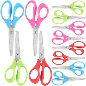 5" kids scissors 12 pack,kid safety scissor for school scissors soft comfort-grip handles sharp blade blunt student scissors ages 4+,child small scissors,crafting