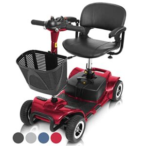 vive 4 wheel mobility scooter - electric powered wheelchair device - compact heavy duty mobile for travel, adults, elderly - long range power extended battery with charger and basket included