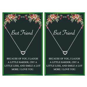 your always charm best friend necklaces for 2 heart friendship necklace for women girls bff necklaces (silver cz necklace)