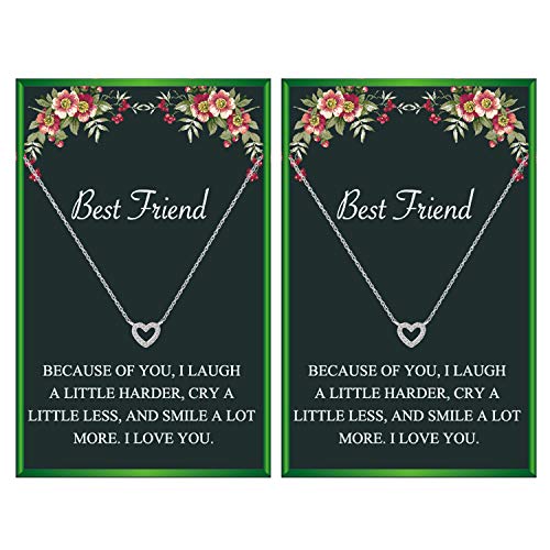 Your Always Charm Best Friend Necklaces for 2 Heart Friendship Necklace for Women Girls BFF Necklaces (silver cz necklace)