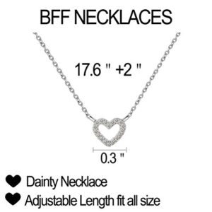 Your Always Charm Best Friend Necklaces for 2 Heart Friendship Necklace for Women Girls BFF Necklaces (silver cz necklace)