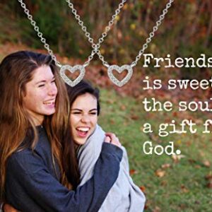 Your Always Charm Best Friend Necklaces for 2 Heart Friendship Necklace for Women Girls BFF Necklaces (silver cz necklace)