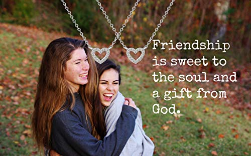 Your Always Charm Best Friend Necklaces for 2 Heart Friendship Necklace for Women Girls BFF Necklaces (silver cz necklace)