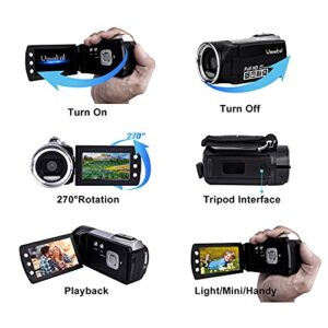 Video Camera for Kids Camcorder Digital YouTube Vlogging Camera Recorder 1080P 30FPS 36MP 2.7 Inch 270 Degree Rotation Screen 8X Digital Zoom Vlog Camera Digital for Kids Teens Beginners Elderly