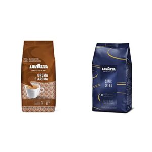 lavazza super crema whole bean coffee blend, medium espresso roast, 2.2 pound (pack of 1) & crema e aroma whole bean coffee blend, medium roast, 2.2-pound bag