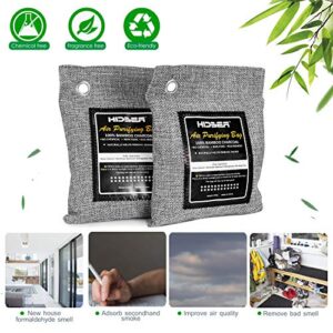 HIDBEA Activated Bamboo Charcoal Air Purifying Bags (4-Pack) Natural Deodorizer Odor Absorber Eliminator Remover for Home, Pets, Car, Closet, Shoes, 200g x 4, Grey