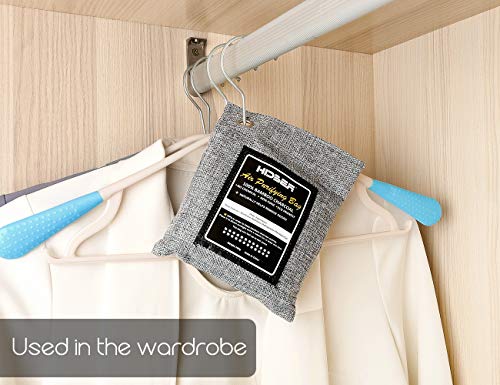 HIDBEA Activated Bamboo Charcoal Air Purifying Bags (4-Pack) Natural Deodorizer Odor Absorber Eliminator Remover for Home, Pets, Car, Closet, Shoes, 200g x 4, Grey