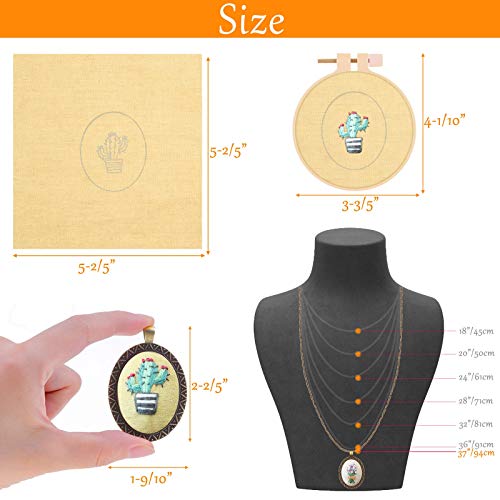 4 Packs Embroidery Kit for Beginners, Shynek 26 Pcs Mini Cross Stitch Kits Includes Stamped Embroidery Clothes with Flowers Pattern Embroidery Necklace Pendant Embroidery Hoops and Necklace Chains