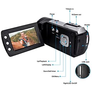 Video Camera Camcorder Full HD 1080P 30FPS 24MP Vlogging Camera for YouTube Video Recorder 2.7 Inch 270 Degree Rotation Screen Digital Camera for Kids Children Teens Beginners Seniors Gifts