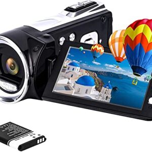 Video Camera Camcorder Full HD 1080P 30FPS 24MP Vlogging Camera for YouTube Video Recorder 2.7 Inch 270 Degree Rotation Screen Digital Camera for Kids Children Teens Beginners Seniors Gifts