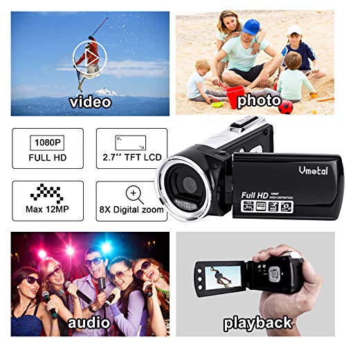 Video Camera Camcorder Full HD 1080P 30FPS 24MP Vlogging Camera for YouTube Video Recorder 2.7 Inch 270 Degree Rotation Screen Digital Camera for Kids Children Teens Beginners Seniors Gifts