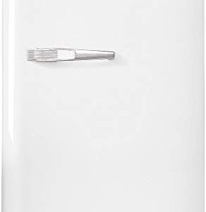 Smeg FAB5URWH3 16" 50's Retro Style Series Compact Cooler with 1.5 cu. ft. Capacity Automatic Defrost LED Interior Lighting and Adjustable Shelves White, Right Hand Hinge