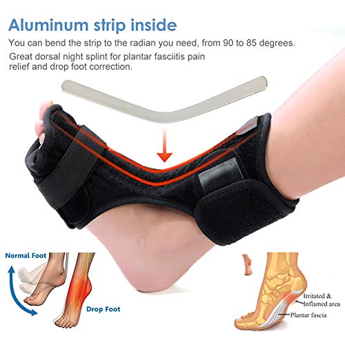 Wrap Ankle Joint Support,Night Splint Foot Drop Orthotic Brace- Orthosis Brace Support Ankle Splint Support Fracture Sprain Injury Support with A Massage Ball for Treating Foot Drop