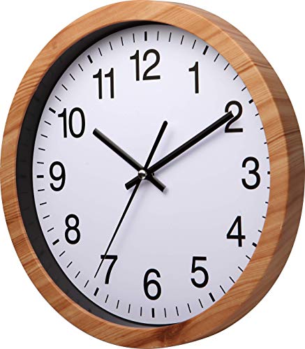 NUOVO 10 Inch Wooden Round Wall Clock Silent & Non-Ticking Retro Wall Clock Operated for Living Room Bedroom Kitchen(26 cm/ 10")