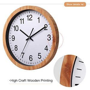 NUOVO 10 Inch Wooden Round Wall Clock Silent & Non-Ticking Retro Wall Clock Operated for Living Room Bedroom Kitchen(26 cm/ 10")