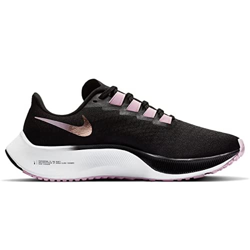 Nike Women's Air Zoom Pegasus 37 Shoes, Black/Light Artic Pink/White/Metallic Red Bronze, 8