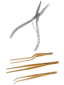 fishbone pliers and plating tweezers culinary set