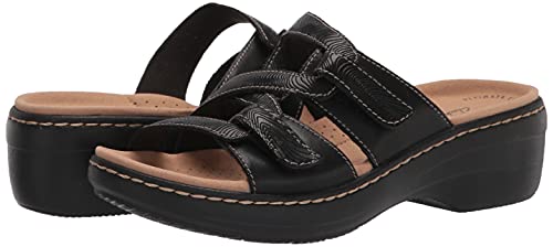 Clarks womens Merliah Karli Sandal, Black Leather, 9 US