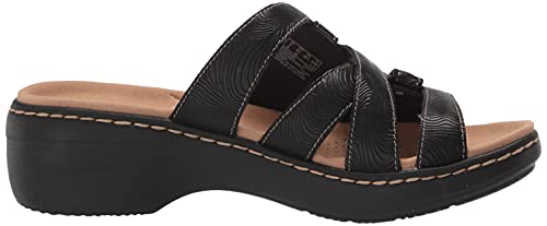 Clarks womens Merliah Karli Sandal, Black Leather, 9 US