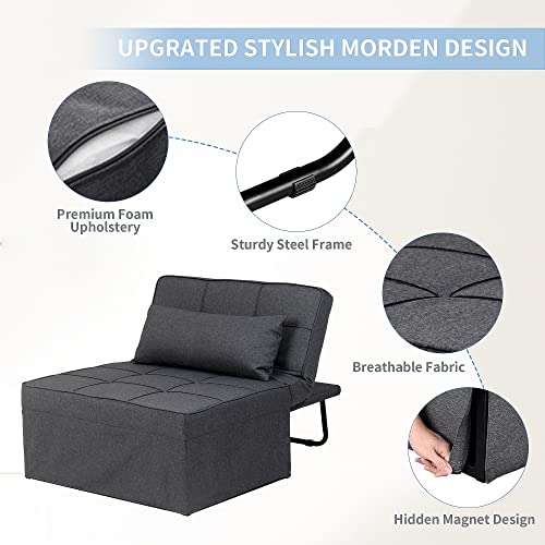 Diophros Sofa Bed, Convertible Couch Chair 4 in 1 Multi-Function Modern Folding Ottoman Guest Sleeper Bed with Adjustable Backrest for Small Room Apartment, Large